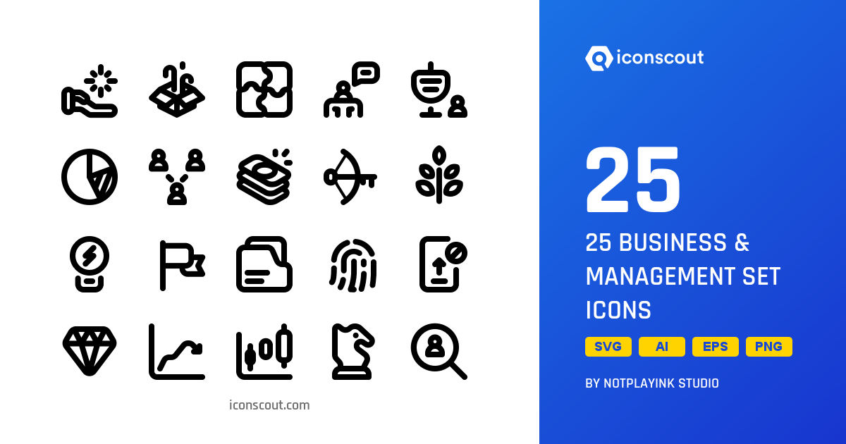 Download 25 Business & Management Set Icon pack Available in SVG, PNG ...