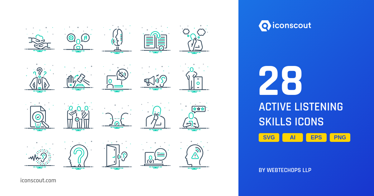 Active Listening Skills Icon Pack - 28 Free Download Miscellaneous ...