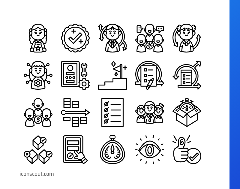 Agile Methodology Icon Pack 30 Line Business Icons Svg Png Ico