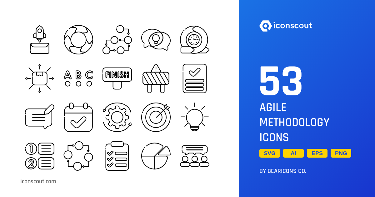 Agile Methodology Icon Pack - 53 Line Business Icons | SVG, PNG, ICO ...