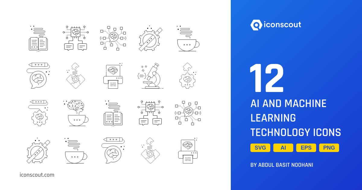 AI And Machine Learning Technology Icon Pack - 12 Free Download Science ...