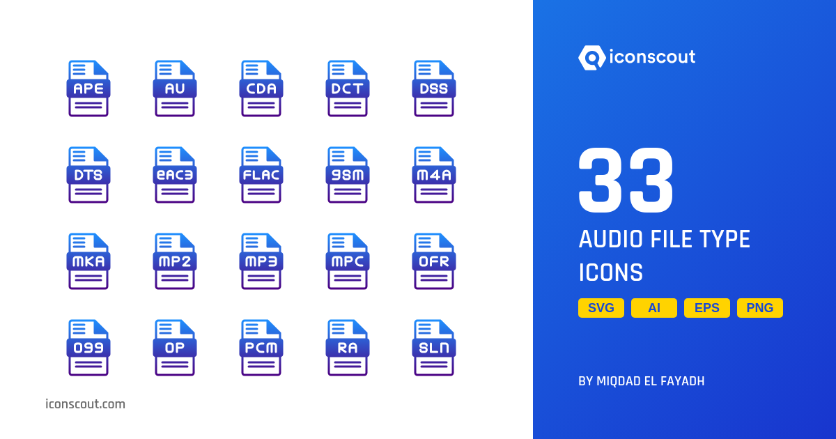 Audio File Type Icon Pack 33 Free Download Files And Folders Icons Iconscout