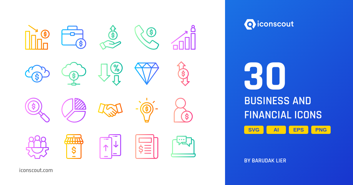 Business And Financial Icon Pack - 30 Gradient Business Icons | SVG ...