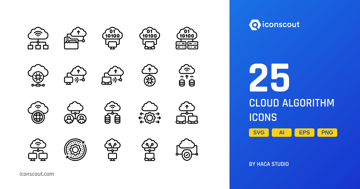 Cloud Algorithm Icon Pack - 25 Free Download Network & Communication ...