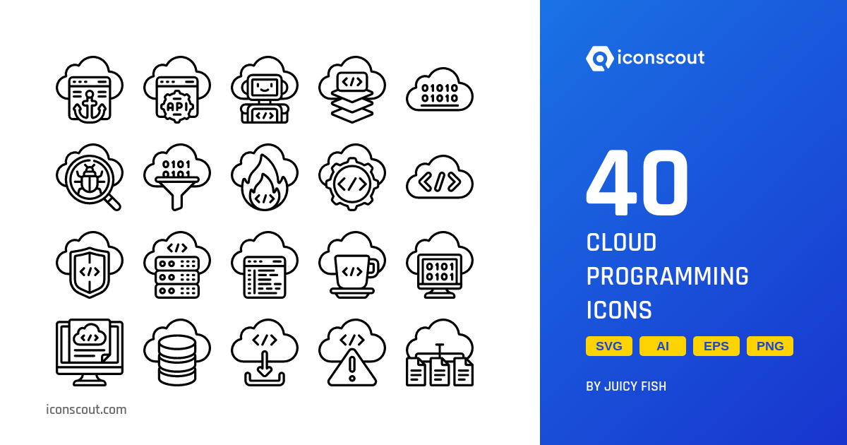 Cloud Programming Icon Pack - 40 Free Download Network & Communication ...