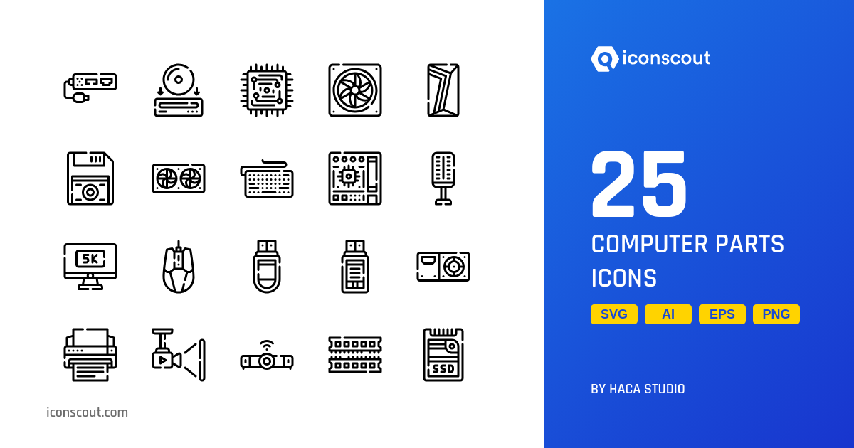 Computer Parts Icon Pack - 25 Free Download Science & Technology Icons | IconScout