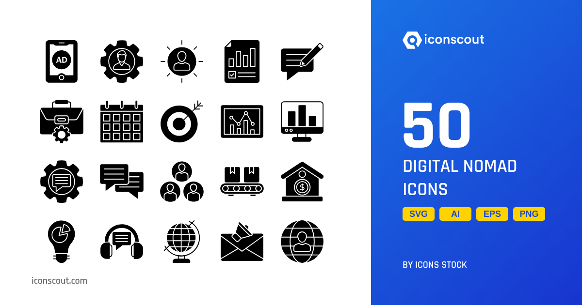 Digital Nomad Icon Pack - 50 Free Download Business Icons | IconScout