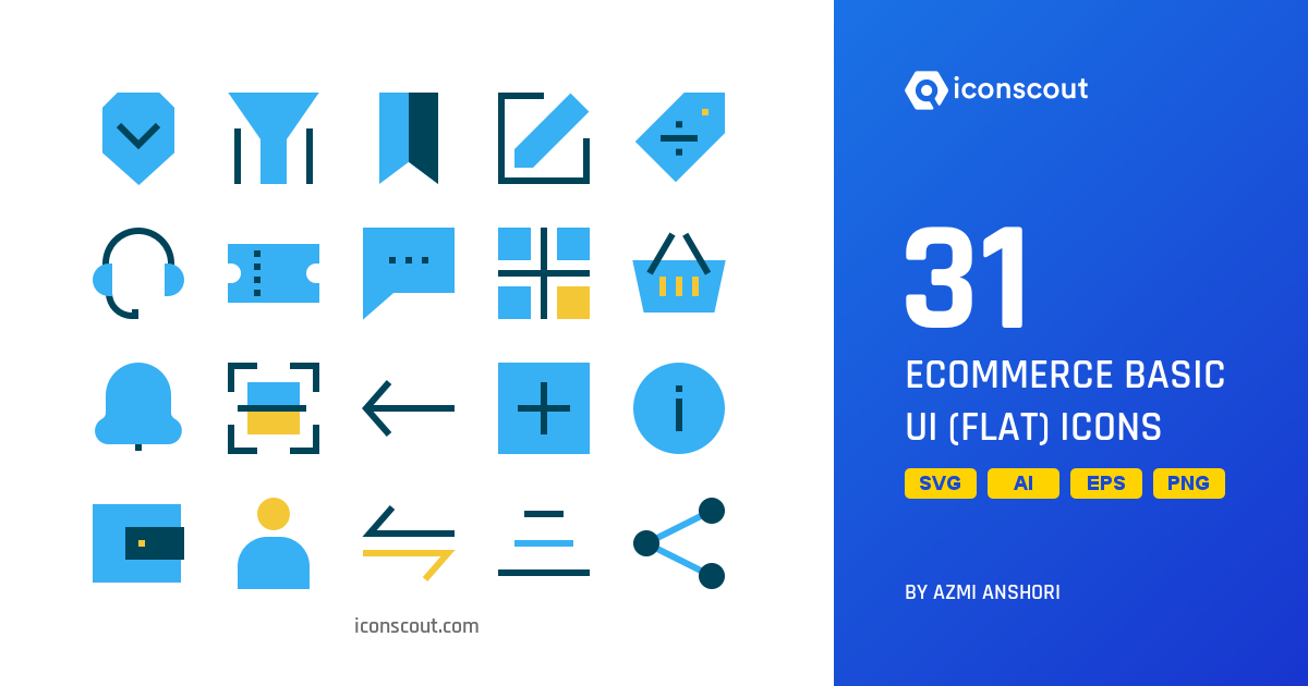 Ecommerce Basic UI (Flat) Icon Pack - 31 Free Download E-commerce ...