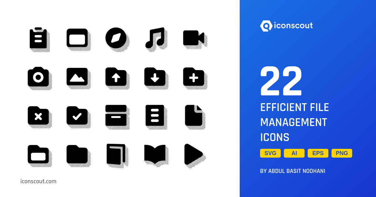 Efficient File Management Icon Pack - 22 Files & Folders Glyph Icons ...