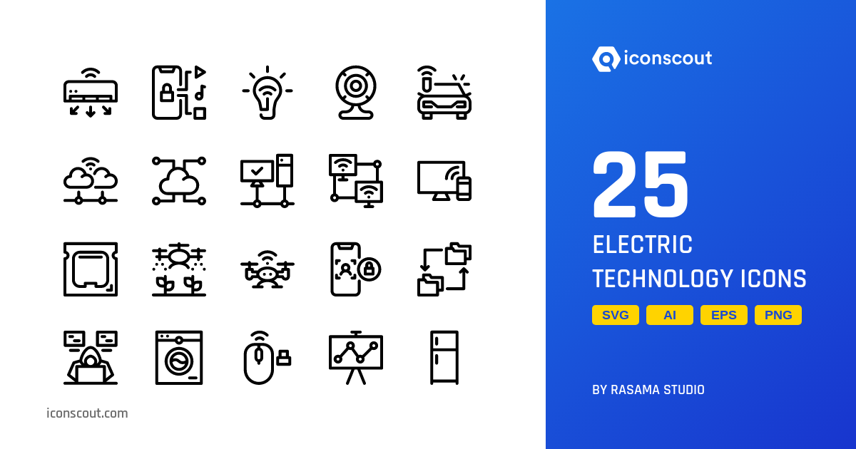Electric Technology Icon Pack - 25 Line Appliances Icons | SVG, PNG ...