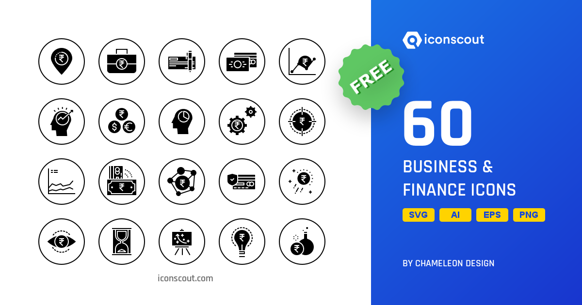 Free Business & Finance Icon Pack - 60 Glyph Business Icons | SVG, PNG ...