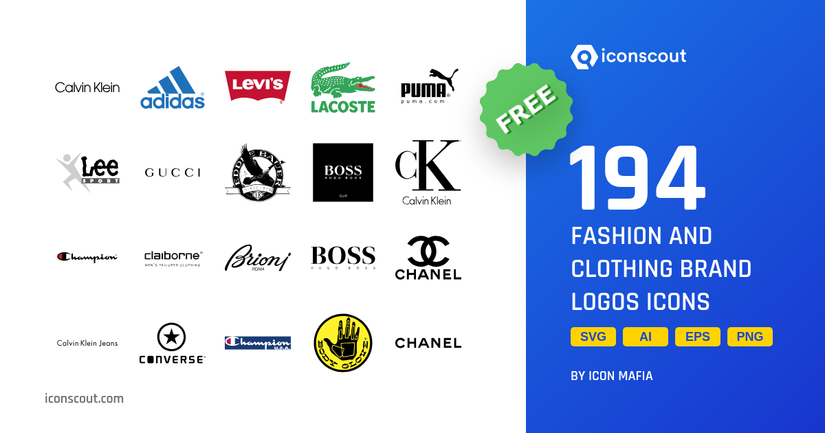 Pacchetto Loghi Di Marchi Di Moda E Abbigliamento Icon a Free - Download Gratuito di 194 vestiti ...