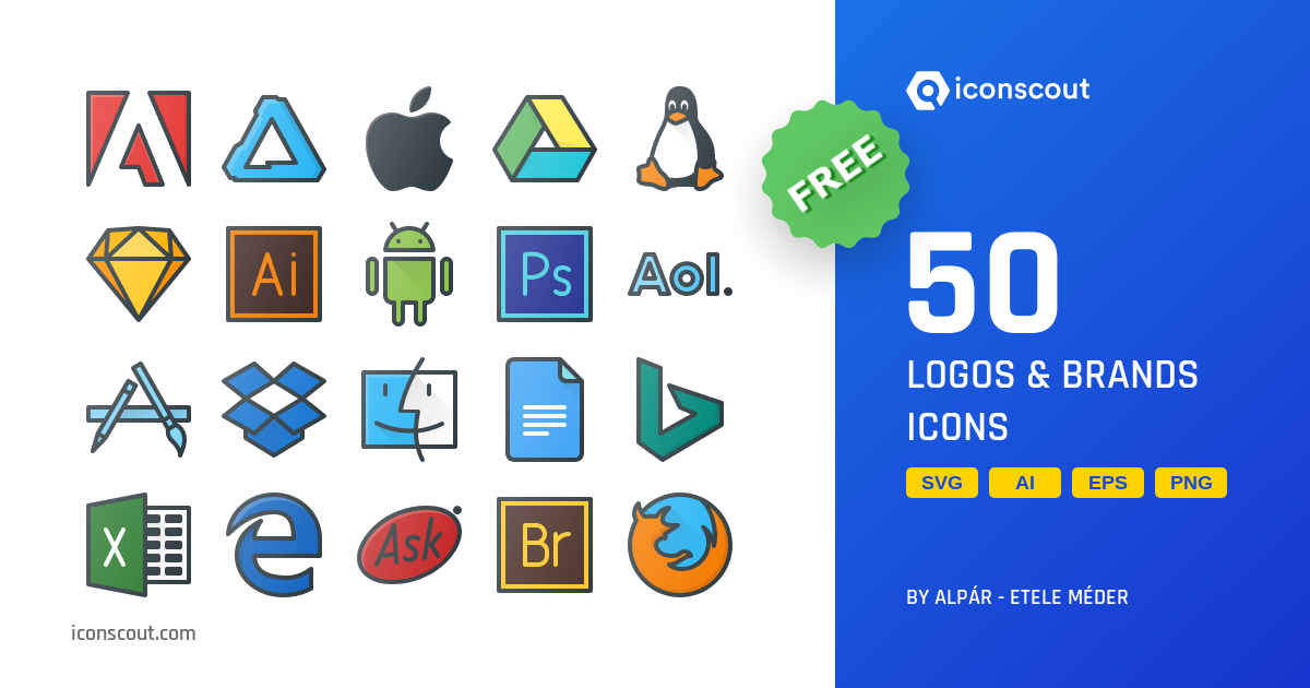 Pacchetto Loghi E Marchi Logo Icon a Free - Download Gratuito di 50 Loghi Logo Icons | IconScout