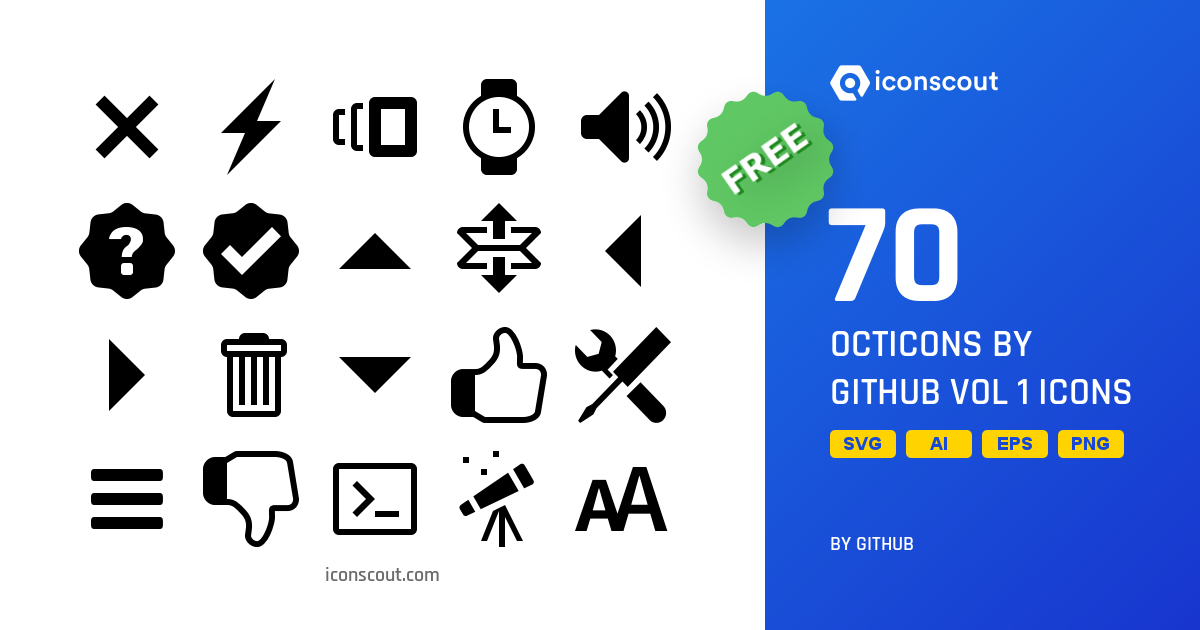 Free Octicons By Github Vol 1 Icon Pack - 70 Free Download ...