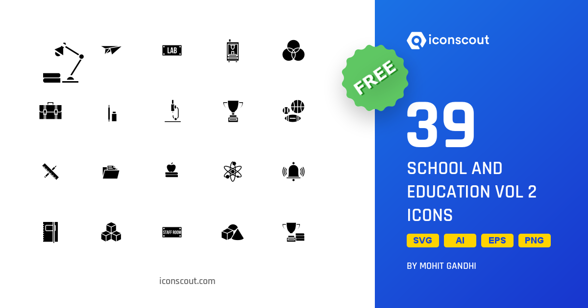 Free School And Education Vol 2 Icon Pack - 39 Glyph Science ...