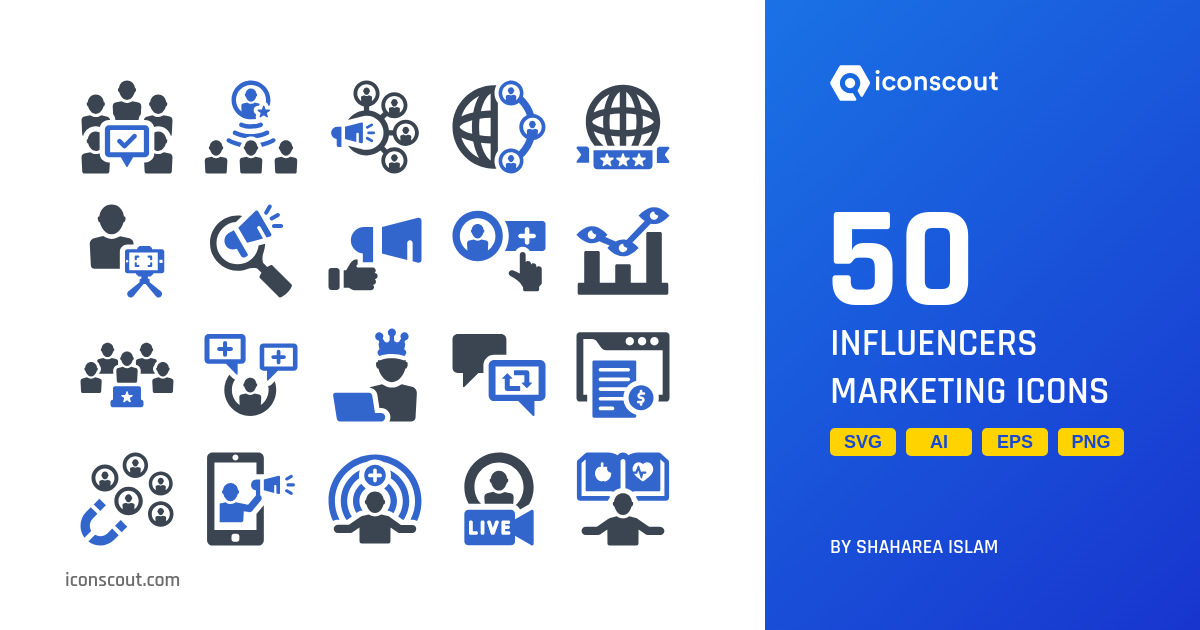 Influencers Marketing Icon Pack - 50 Free Download Network & Communication Icons | IconScout
