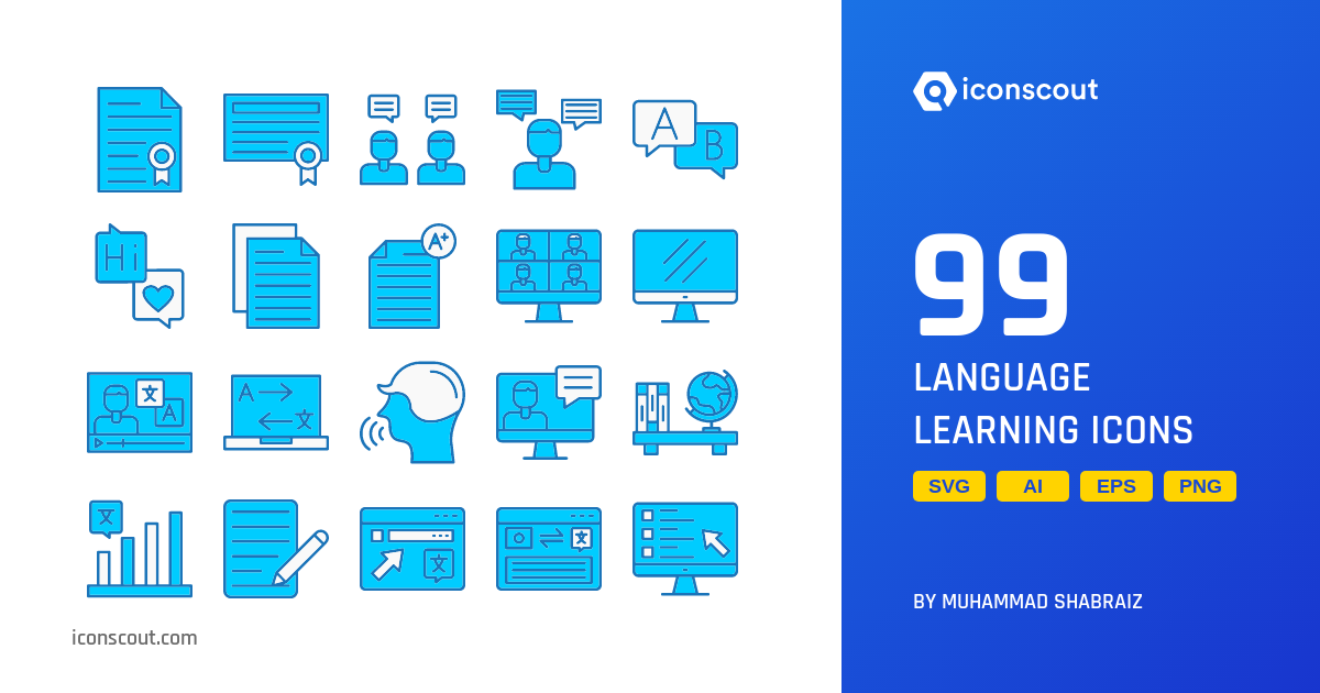 Language Learning Icon Pack - 99 Free Download School & Education Icons ...