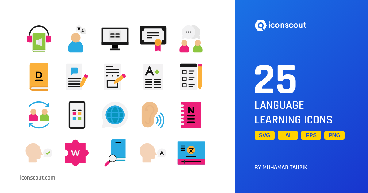 Language Learning Icon Pack - 25 Free Download School & Education Icons ...