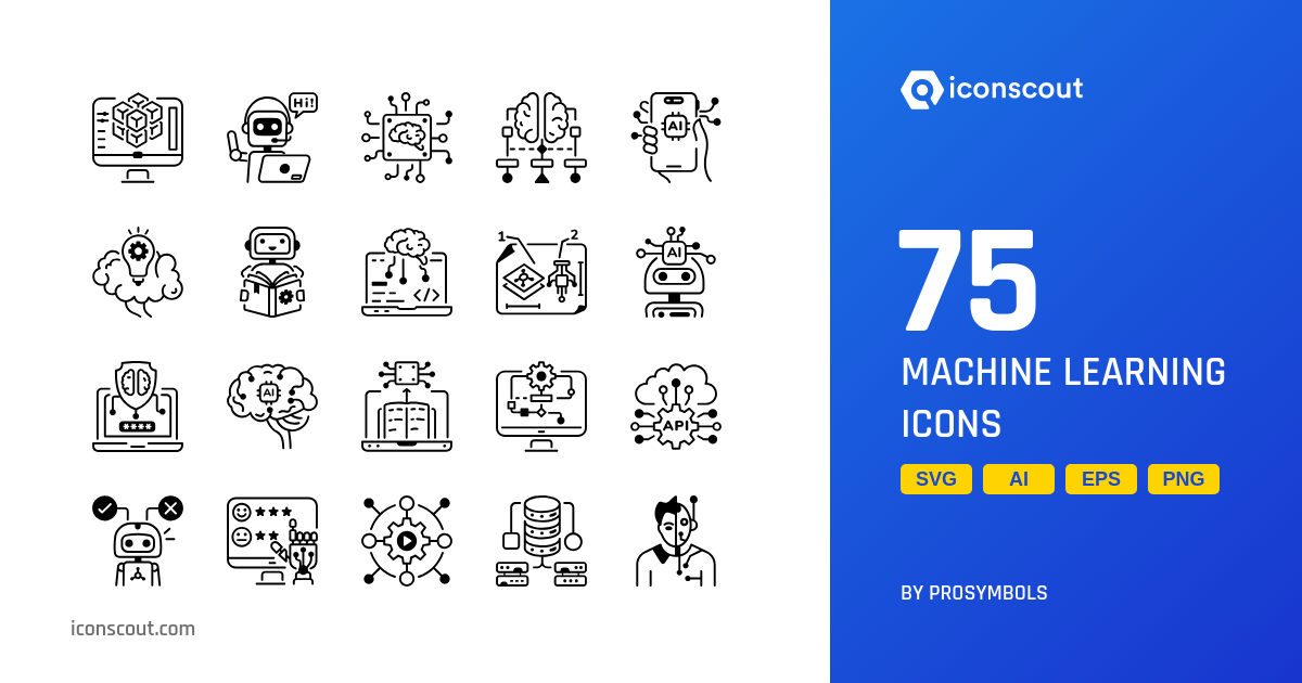Machine Learning Icon Pack - 75 Free Download Design & Development ...