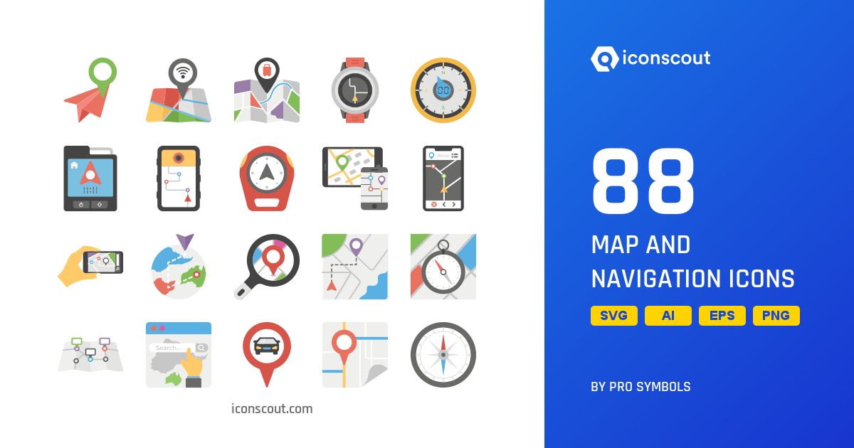 Map And Navigation Icon Pack - 88 Free Download Maps And Navigation ...