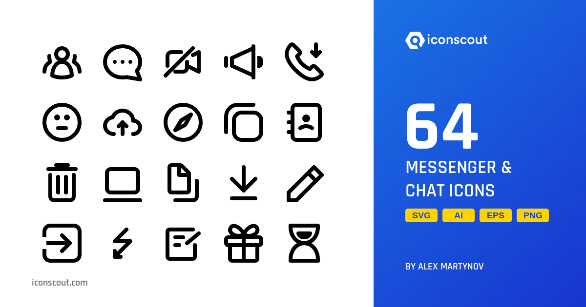 Messenger & Chat Icon Pack - 64 Free Download User Interface Icons ...