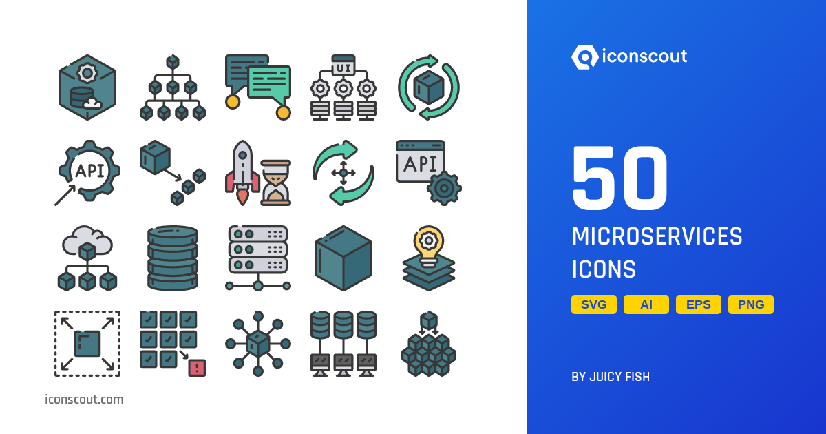 Microservices Icon Pack - 50 Colored Outline Network & Communication ...