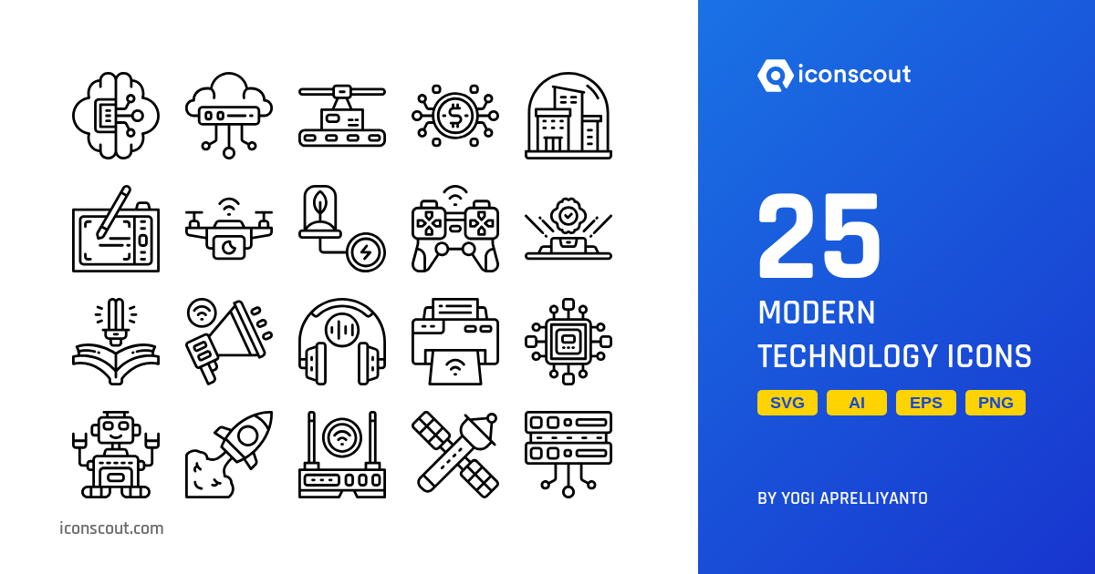 Modern Technology Icon Pack - 25 Free Download Science & Technology ...