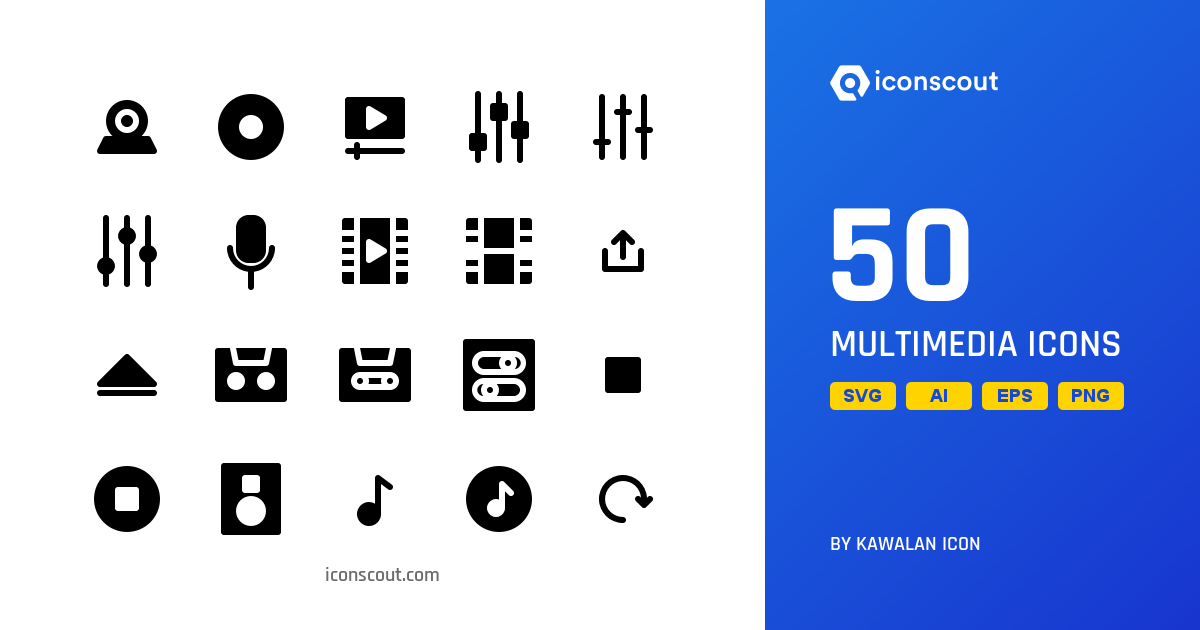 Multimedia Icon Pack - 50 Free Download User Interface Icons | IconScout