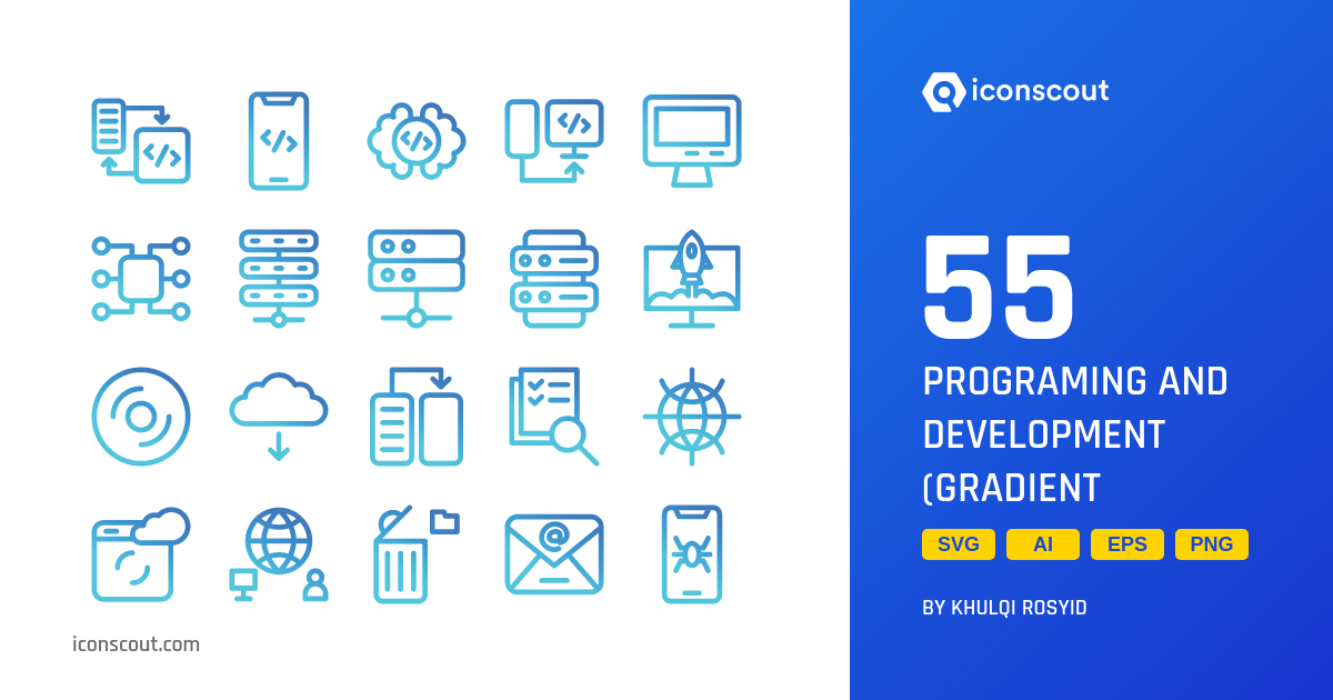 Programing And Development Gradient Outline Av Icon Pack 55 Free