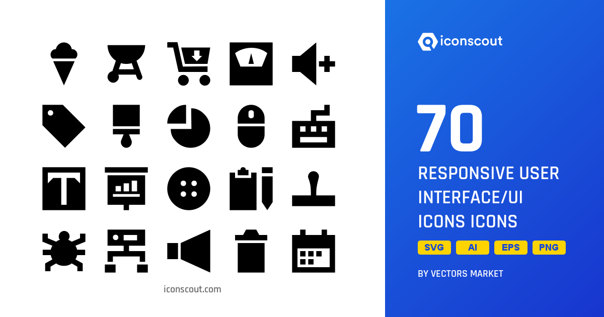 Responsive User Interface/UI Icons Icon Pack - 70 Free Download User ...