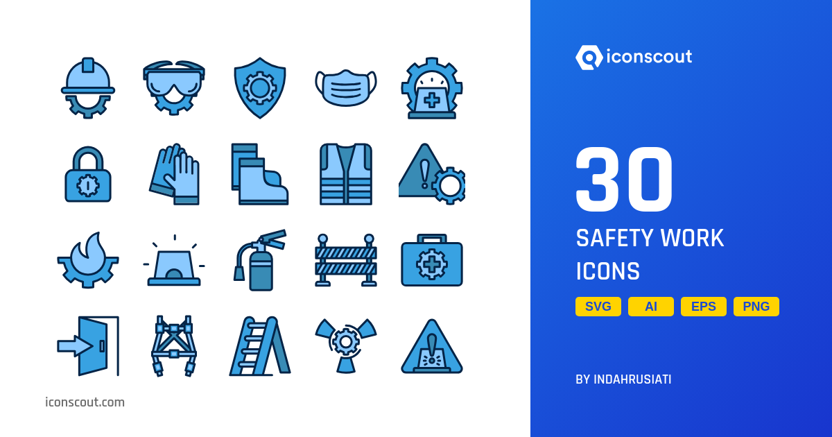 Safety Work Icon Pack - 30 Colored Outline Tools & Equipment Icons ...
