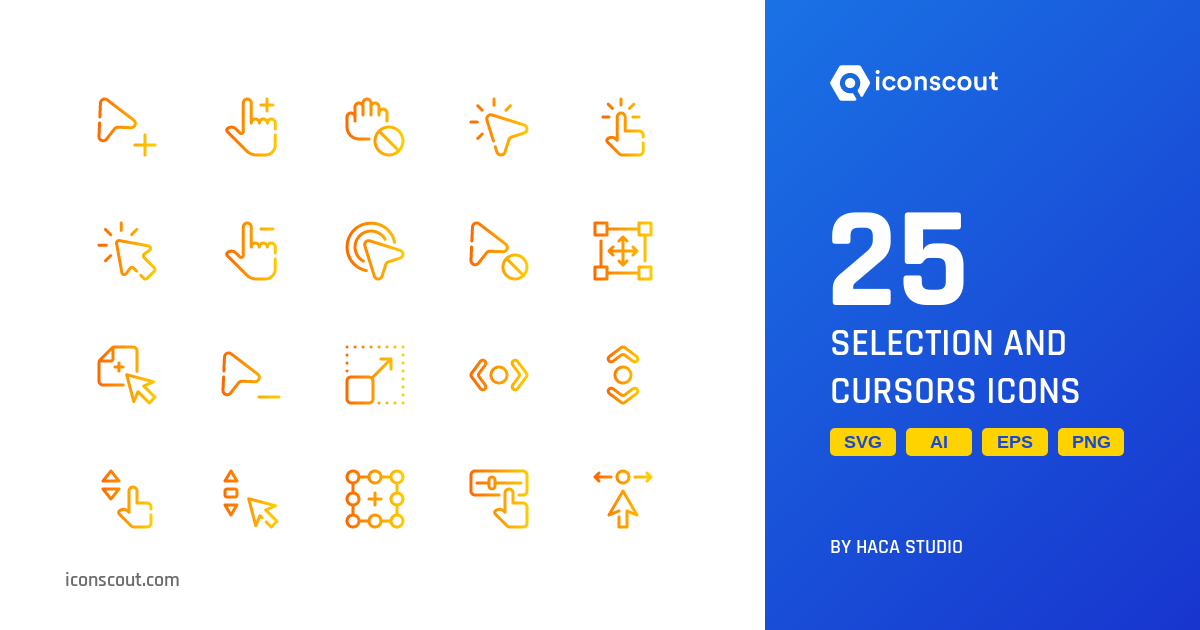 Selection And Cursors Icon Pack - 25 Free Download User Interface Icons ...