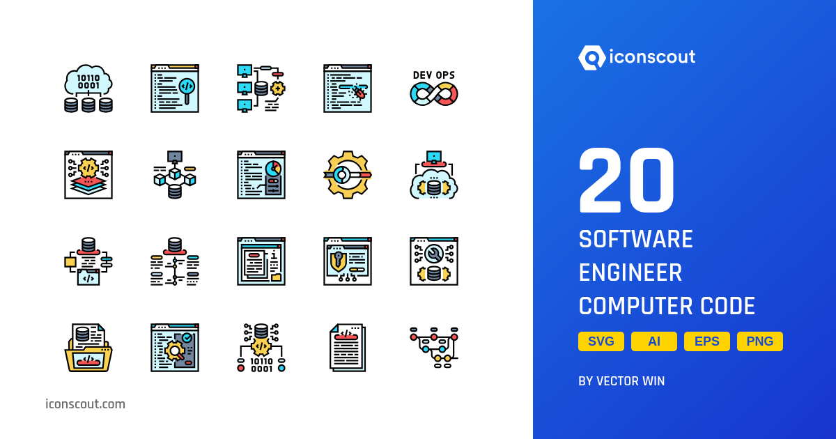 Software Engineer Computer Code Icon Pack - 20 Free Download Science ...