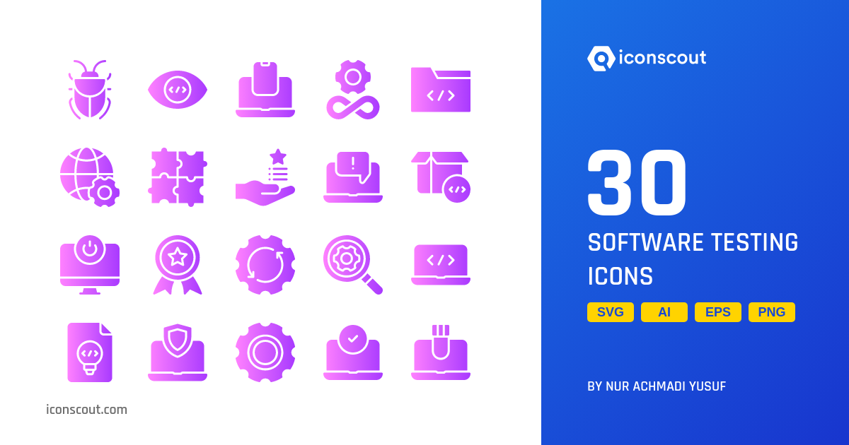 Software Testing Icon Pack 30 Free Download Science And Technology