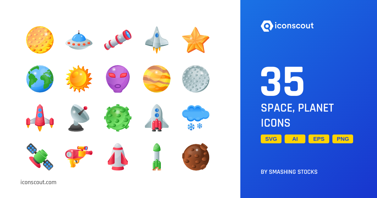 Space, Planet Icon Pack - 35 Flat Science & Technology Icons | SVG, PNG ...
