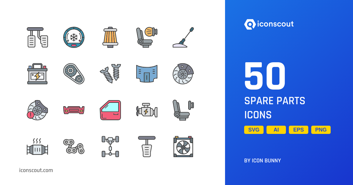 Spare Parts Icon Pack - 50 Free Download Miscellaneous Icons | IconScout
