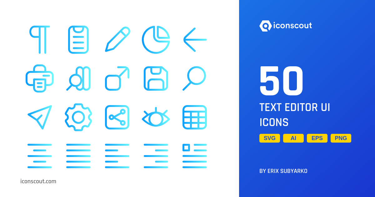 Text Editor UI Icon Pack - 50 Free Download User Interface Icons ...
