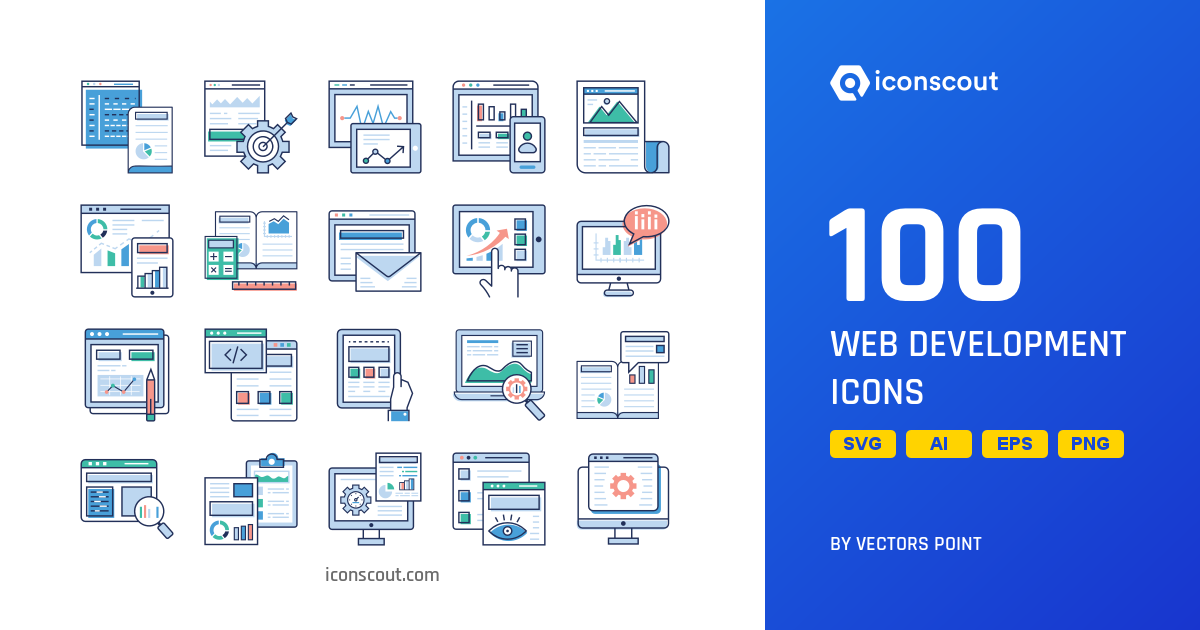 Web Development Icon Pack - 100 Design & Development Colored Outline ...