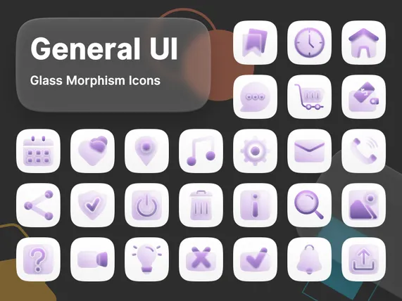 General UI Icon Pack - 69 Glyph User Interface Icons | SVG, PNG, ICO Available