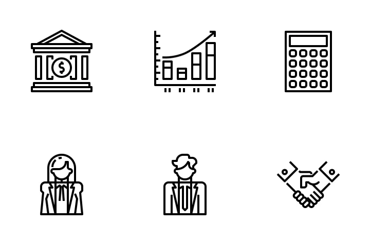 Accounting Icon Pack - 36 Line Business Icons | SVG, PNG, ICO Available