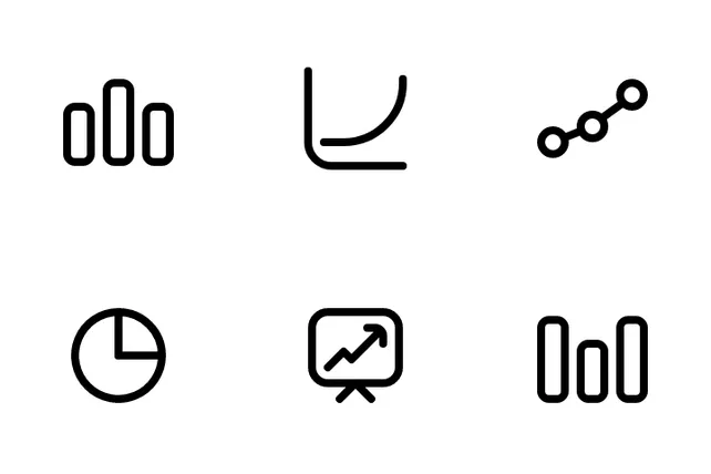 Charts Icon Pack - 23 Line Business Icons | SVG, PNG, ICO Available