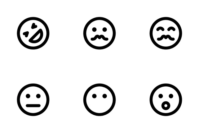 Emoticon Icon Pack - 30 Line Sign & Symbols Icons | SVG, PNG, ICO Available