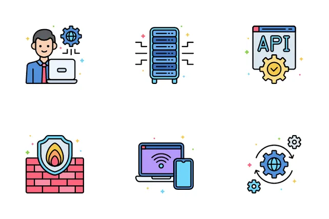 IT Infrastructure Icon Pack - 70 Colored Outline Design & Development ...