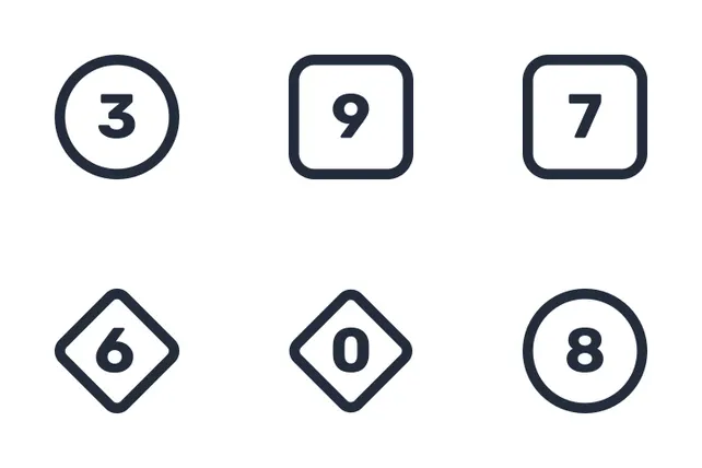 Numbers Icon Pack - 30 Line Sign & Symbols Icons | SVG, PNG, ICO Available