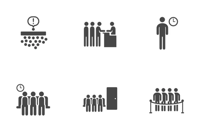 Queue Icon Pack - 16 Glyph People Icons | SVG, PNG, ICO Available