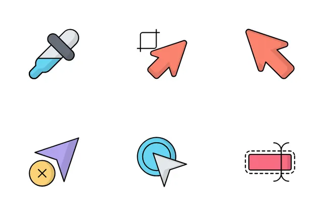 Selection And Cursors Icon Pack 50 Colored Outline User Interface Icons Svg Png Ico Available