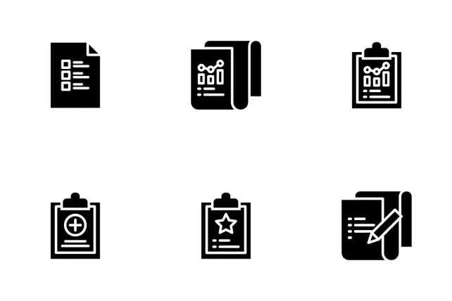 Tasks Icon Pack - 80 Glyph Files & Folders Icons | SVG, PNG, ICO Available