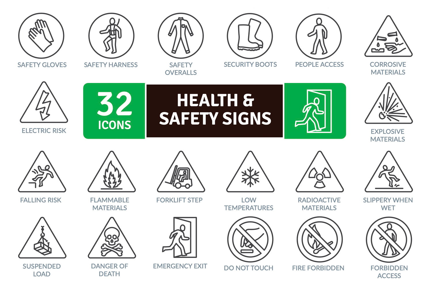 Health And Safety Sign Icon Pack - 32 Free Download Sign & Symbols ...