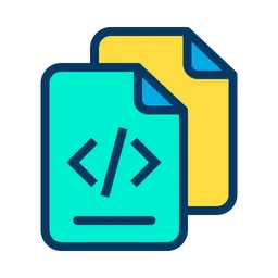 Code Document Icon - Download in Colored Outline Style