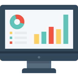 Office, Computer, Screen, Desktop, Graph, Chart, Statics Icon of Flat ...